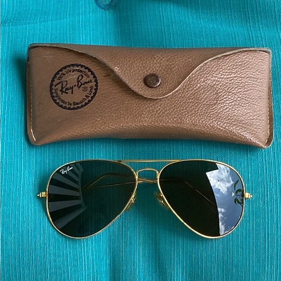 Accessories | Vintage Bl Ray Ban Sunglasses Bausch Lomb Gold Aviators 58mm14 L205 Wcase | Poshmark